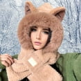 Cute Fox Ears 2-in-1 Hat and Scarf, 2026 New Winter Cold Resistant Hat ...
