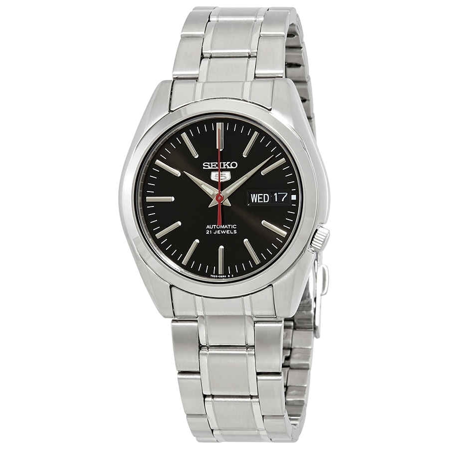 Seiko Men's Automatic 30m Stainless Steel Black Dial Watch SNKL45 ...