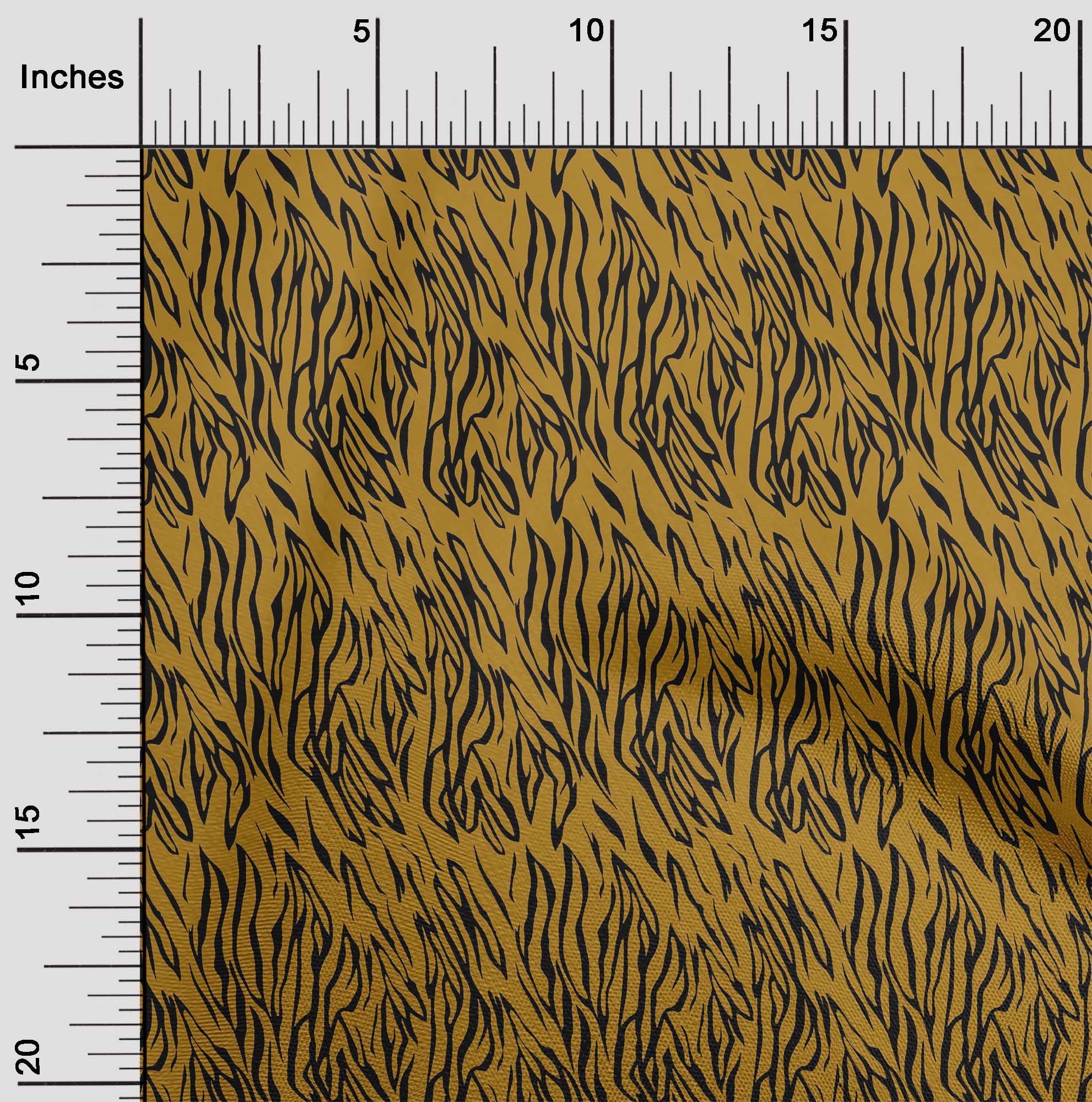 oneOone Silk Tabby Dark Mustard Fabric Tiger Animal Skin Dress Material ...