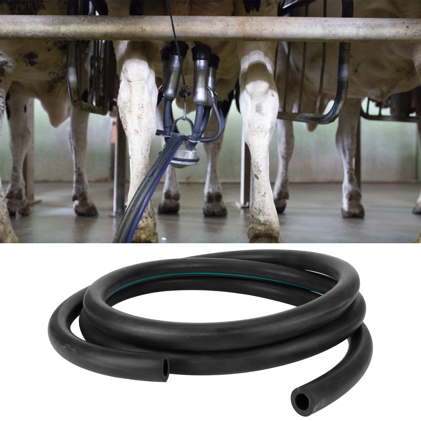 Tebru Milk Hose,G3/8 3 m Milk Hose Flexible Black Rubber Milking ...