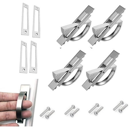 4pcs 180° Rotatable Recessed Door Pull Concealed Tatami Handle Zinc ...