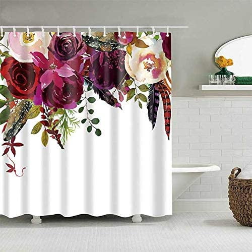 Click here for L-Spoutto Colorful Flower Shower Curtain With 12 H... prices