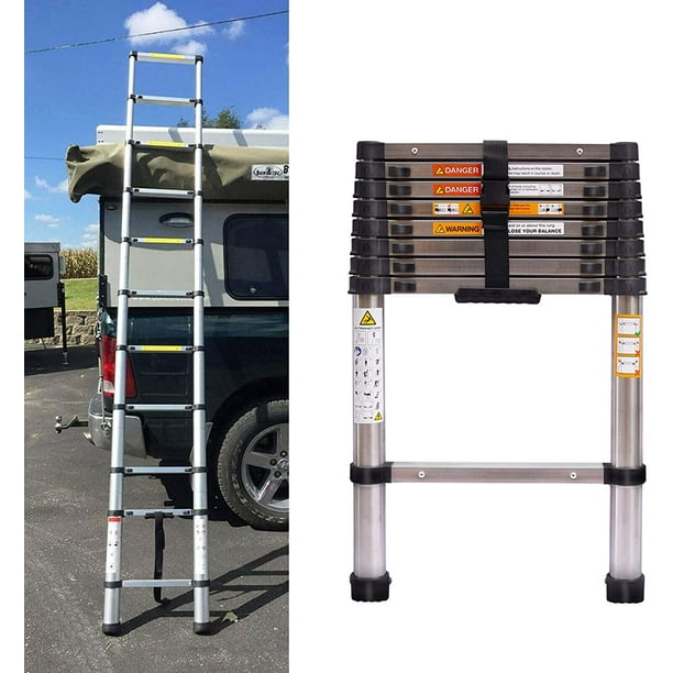 Bowoshen 12.5FT Stainless Steel Telescopic Ladder Foldable Telescoping ... Bowoshen 12.5FT Stainless Steel Telescopic Ladder Foldable Telescoping ...