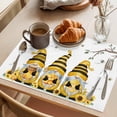 Bees Dwarfs Cotton Linen Placemats Set of 1, Yellow Sunflower Branch ...