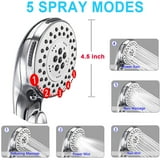 High Pressure Handheld Shower Head with Water Stop, Ultra-long Hose, 5 ...