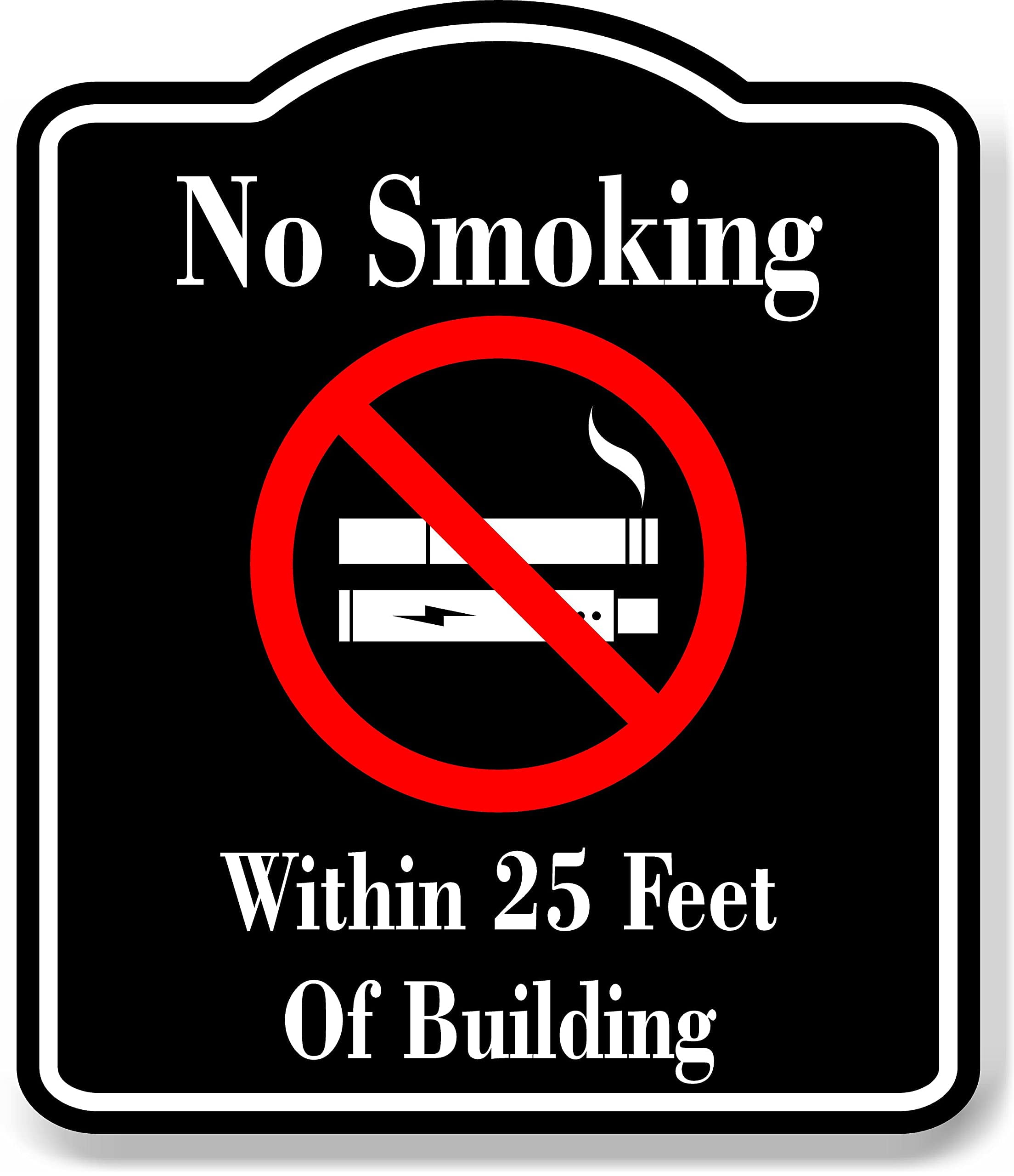 No Smoking Within 25 Feet Of Building BLACK Aluminum Composite Sign ...
