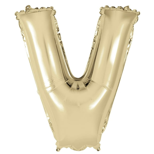 Way to Celebrate! Foil Birthday Letter Balloon, "V", Gold, 14in ...