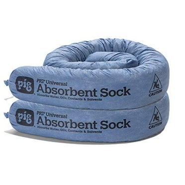 "PIG Absorbent Sock, 4'L x 3""W (3-Pack) - Reusable & Mildew-Resistant ...