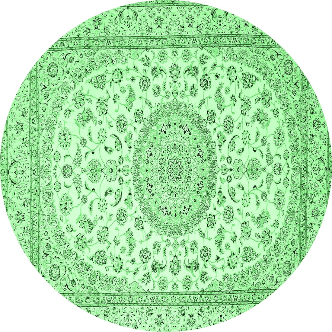Ahgly Company Indoor Round Medallion Emerald Green Traditional Area ...