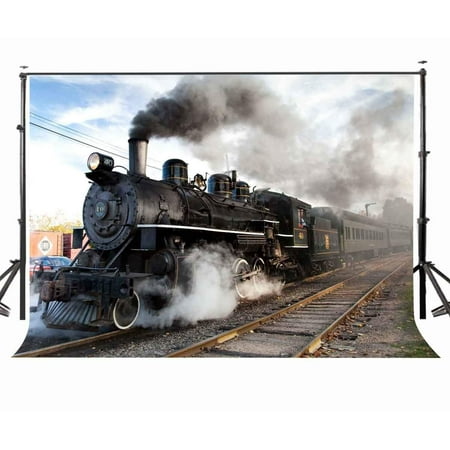 BSDHOME Polyester 7x5ft Backdrop Old Steam Train Backdrop Photography ...