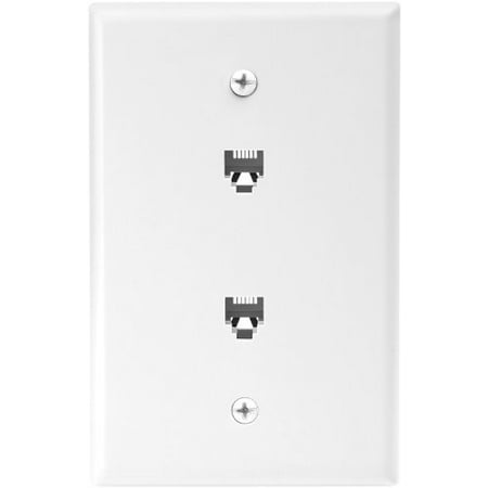 EATON Wiring 3547-4W Mid-Size Wallplate with 2-Telephone Jacks and ...