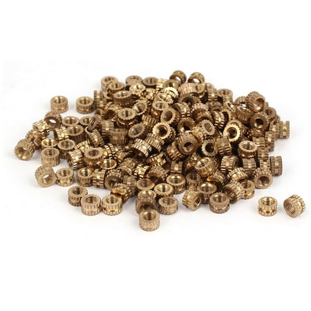 M3 x 3mm Brass Cylinder Injection Molding Knurled Insert Embedded Nuts ...