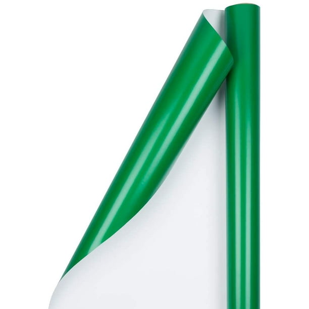JAM PAPER Gift Wrap - Glossy Wrapping Paper - 25 Sq Ft - Green - Roll ...