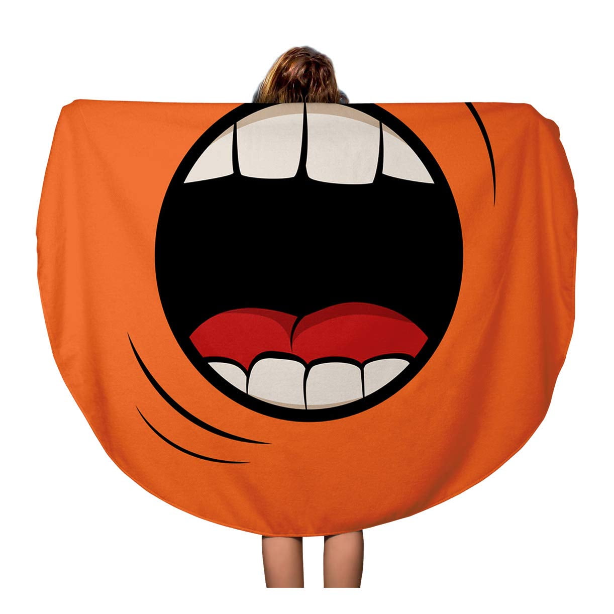 SIDONKU 60 inch Round Beach Towel Blanket Scream Screaming Mouth Shout ...
