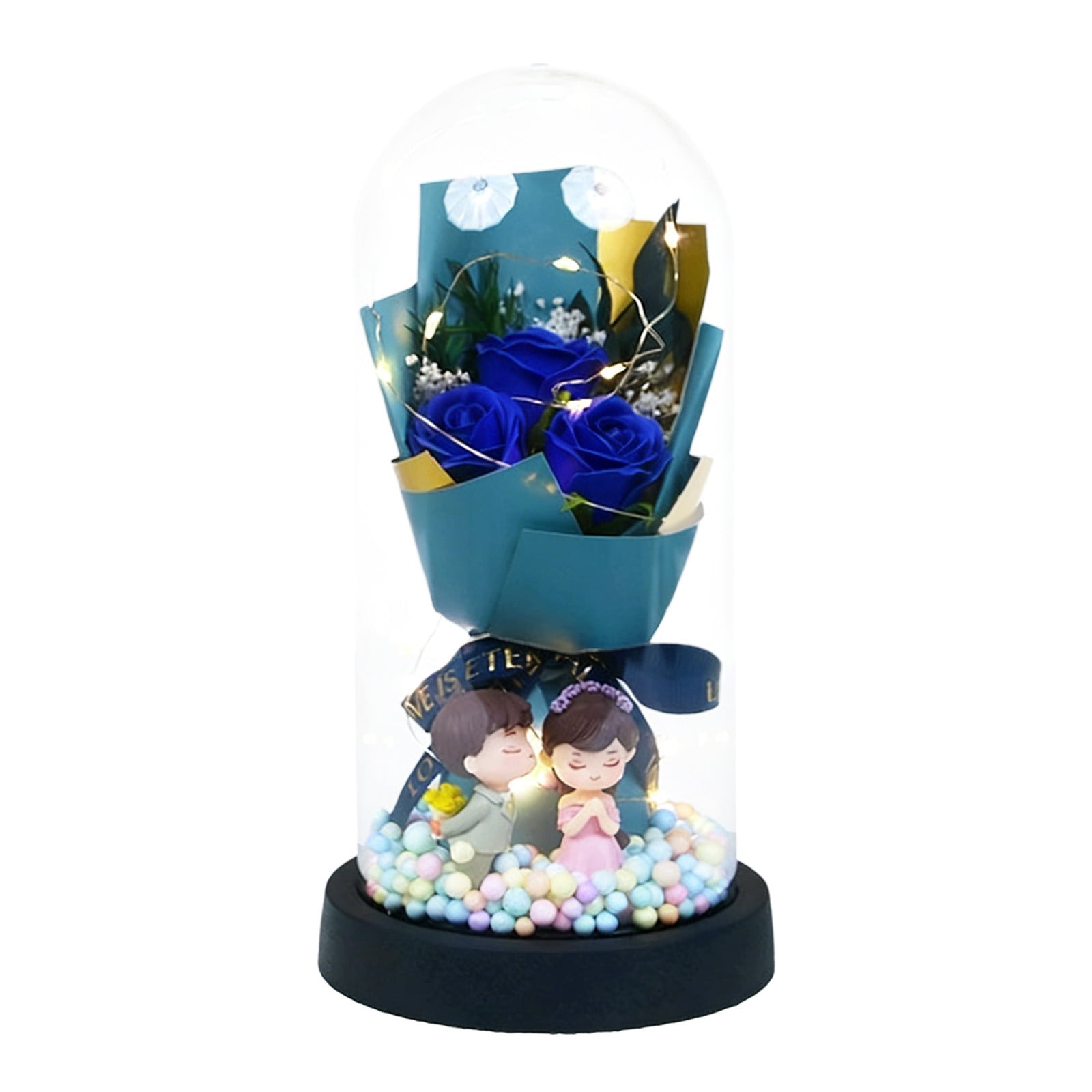 Click here for Rbaofujie Dark Blue Soap Rose Bouquet In Glass Cov... prices