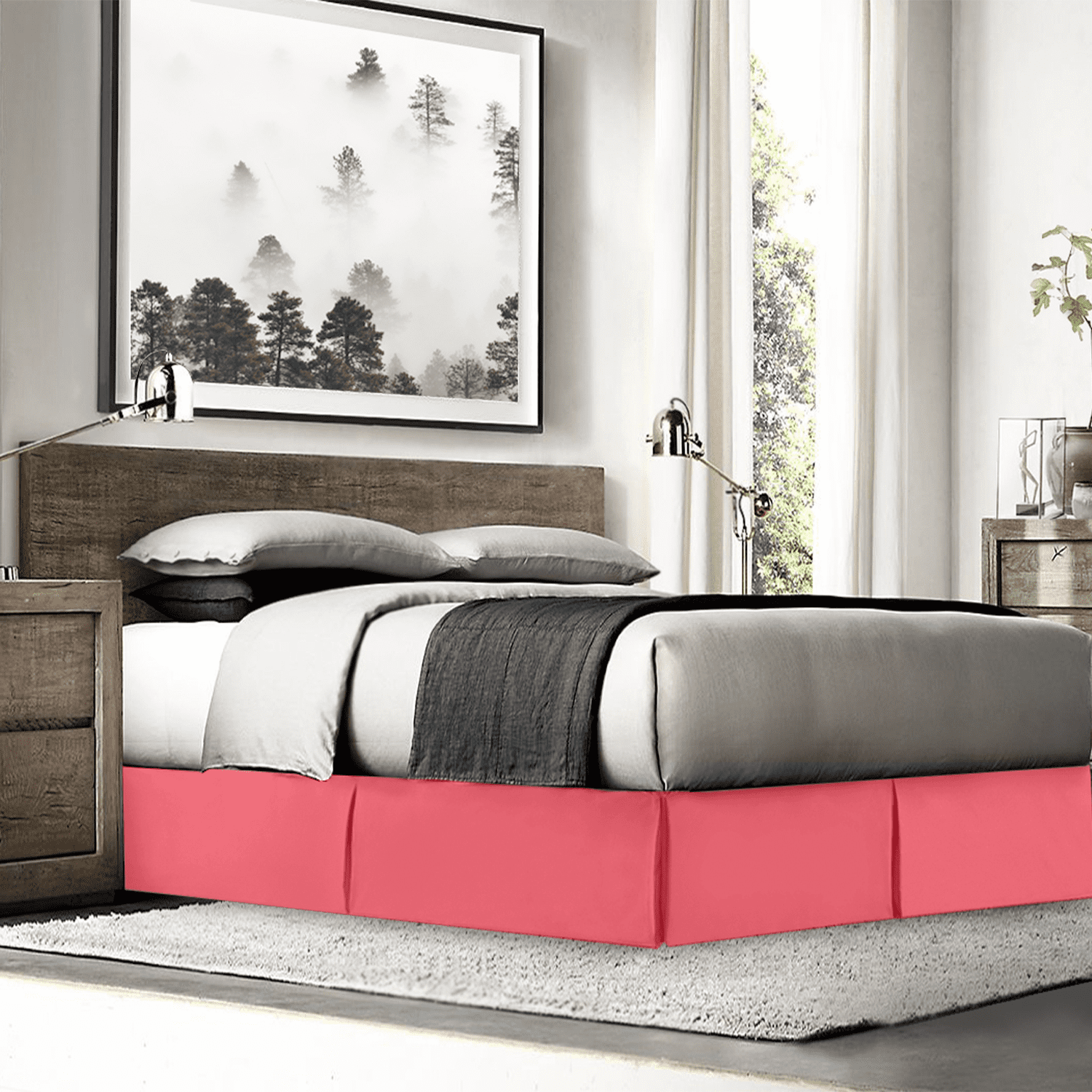 Nestl Easy Fit 14” inch Tailored Drop Pleated Microfiber Bed Skirt Dust ...