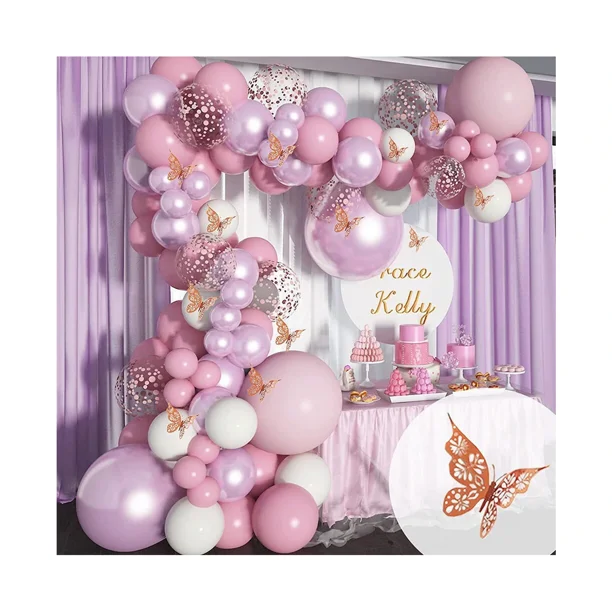 Barbie Pink Purple Balloon Garland Arch Kit Party Supplies 3D Butterfly ...