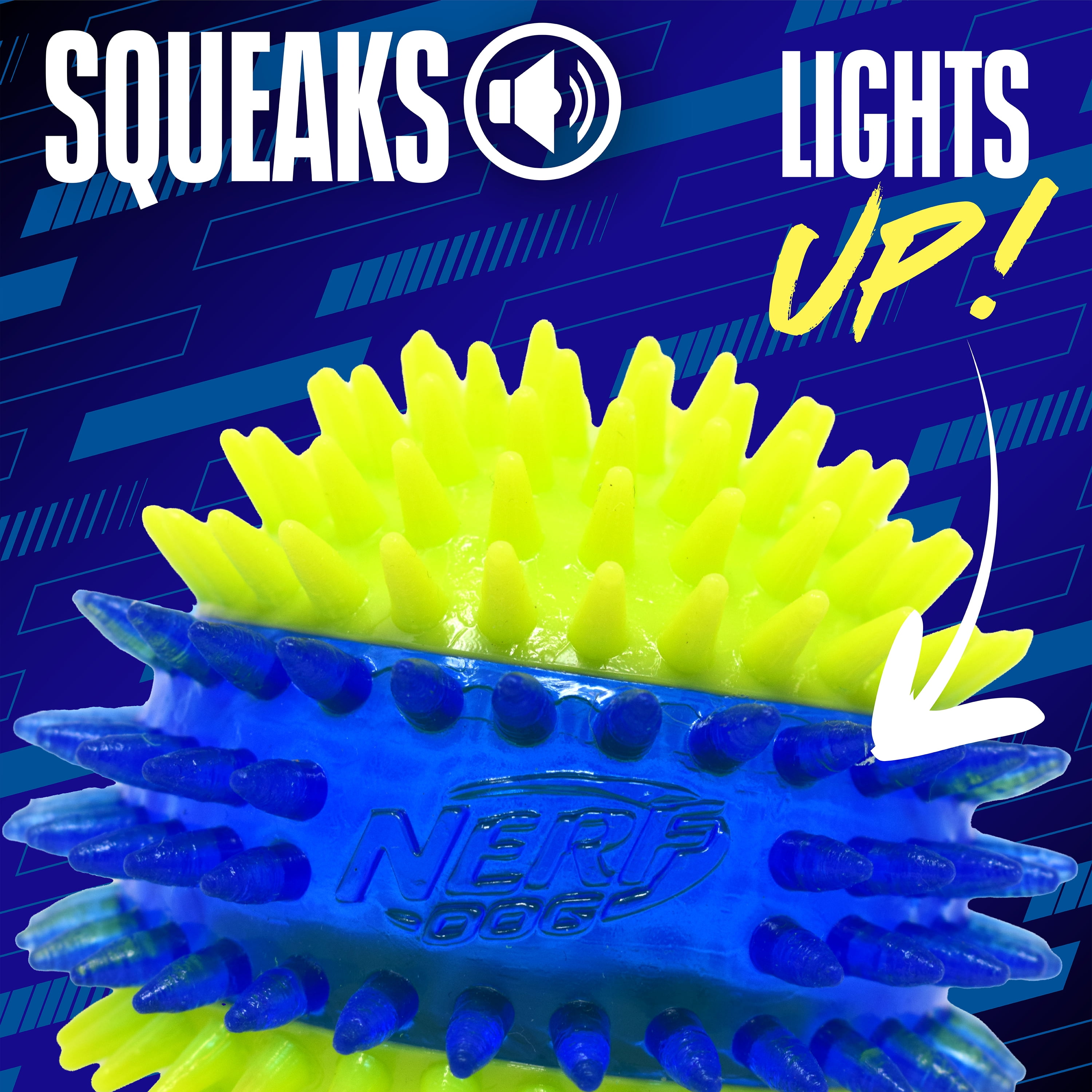 Nerf Dog LED Light Up Dental Spikes Squeak Ball Dog Toy, 2.7 inch Deals ...