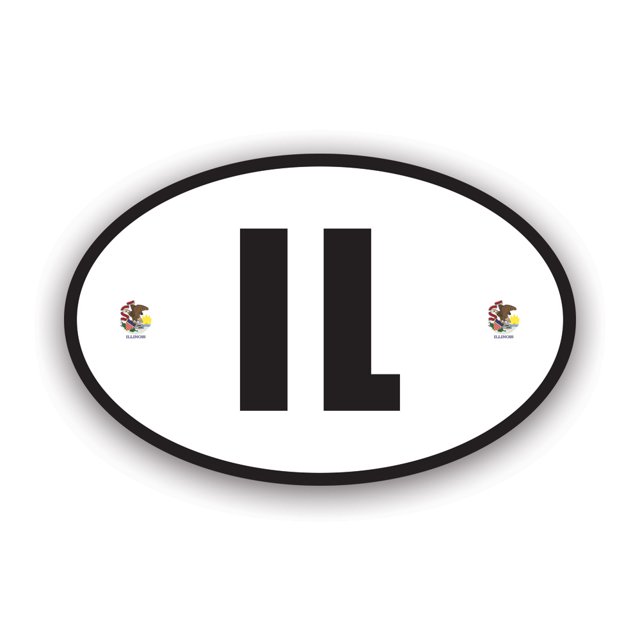 Illinois Flag Oval Sticker Decal - Self Adhesive Vinyl - Weatherproof ...