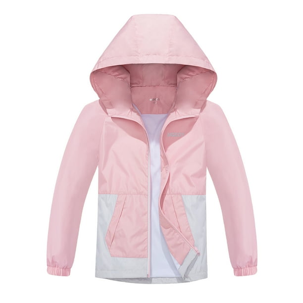 MGEOY Boys Girls Hooded Rain Jackets Waterproof Rain coats Windbreaker for Kids Lightweight ...