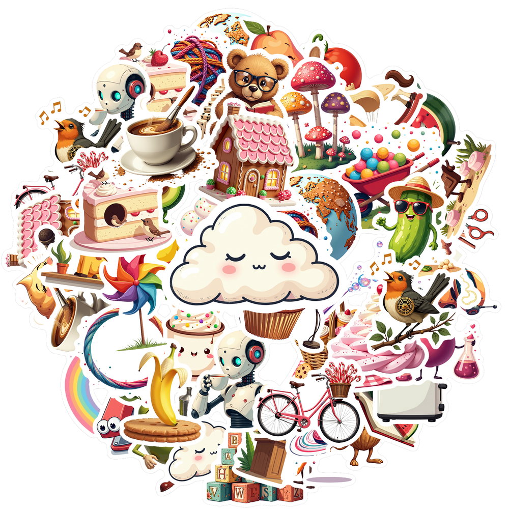 cartoon Daily Life Theme Stickers, Waterproof Daily Life Theme Sticker ...