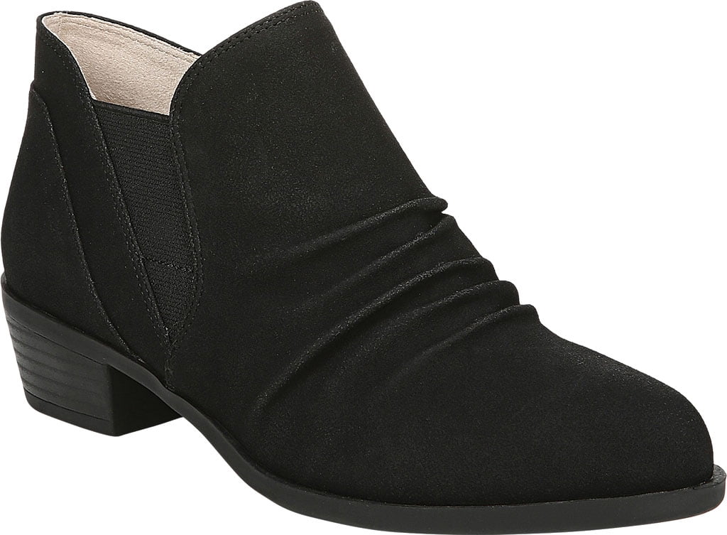 Women's Life Stride Aurora Ankle Bootie Black Sueded Calf Polyurethane ...