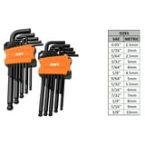 American Mutt Tools L-Key Allen Wrench Tool Hex Key Set - Includes Metric & SAE Long Arm Ball ...
