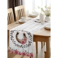 Burlap Table Runner 120 Inches Long, Spring Pink Rose Flower Leaf Non ...