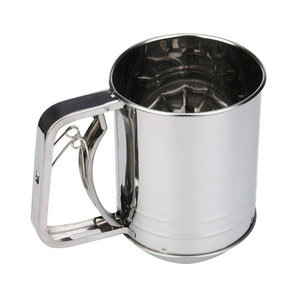 New Stainless Steel Flour Sifter Sieve Filter Baking Icing Sugar Powder ...