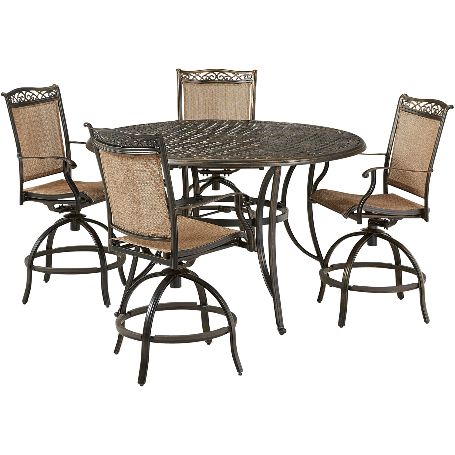 Hanover Fontana 5-Piece High-Dining Set in Tan with 4 Counter-Height ...