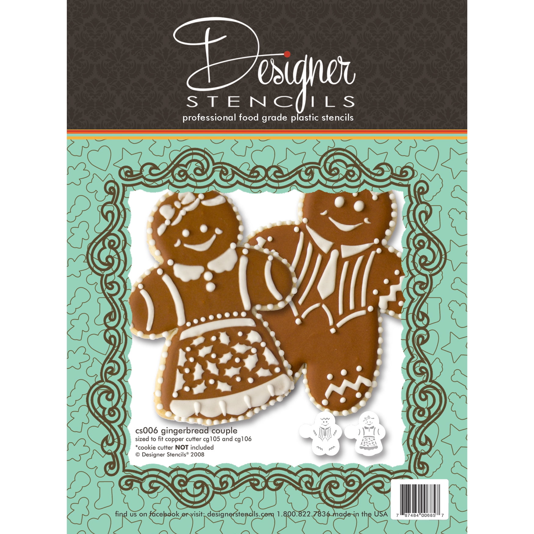 Gingerbread Couple Cookie Stencil Set (no cutter) by Designer Stencils ...