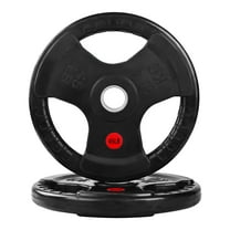 Signature Fitness 3-Grip Olympic Rubber Weight Plates, 2.5LB–45LB ...