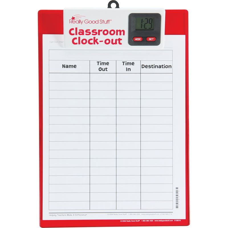 Classroom Clock Out Clipboard - Walmart.com