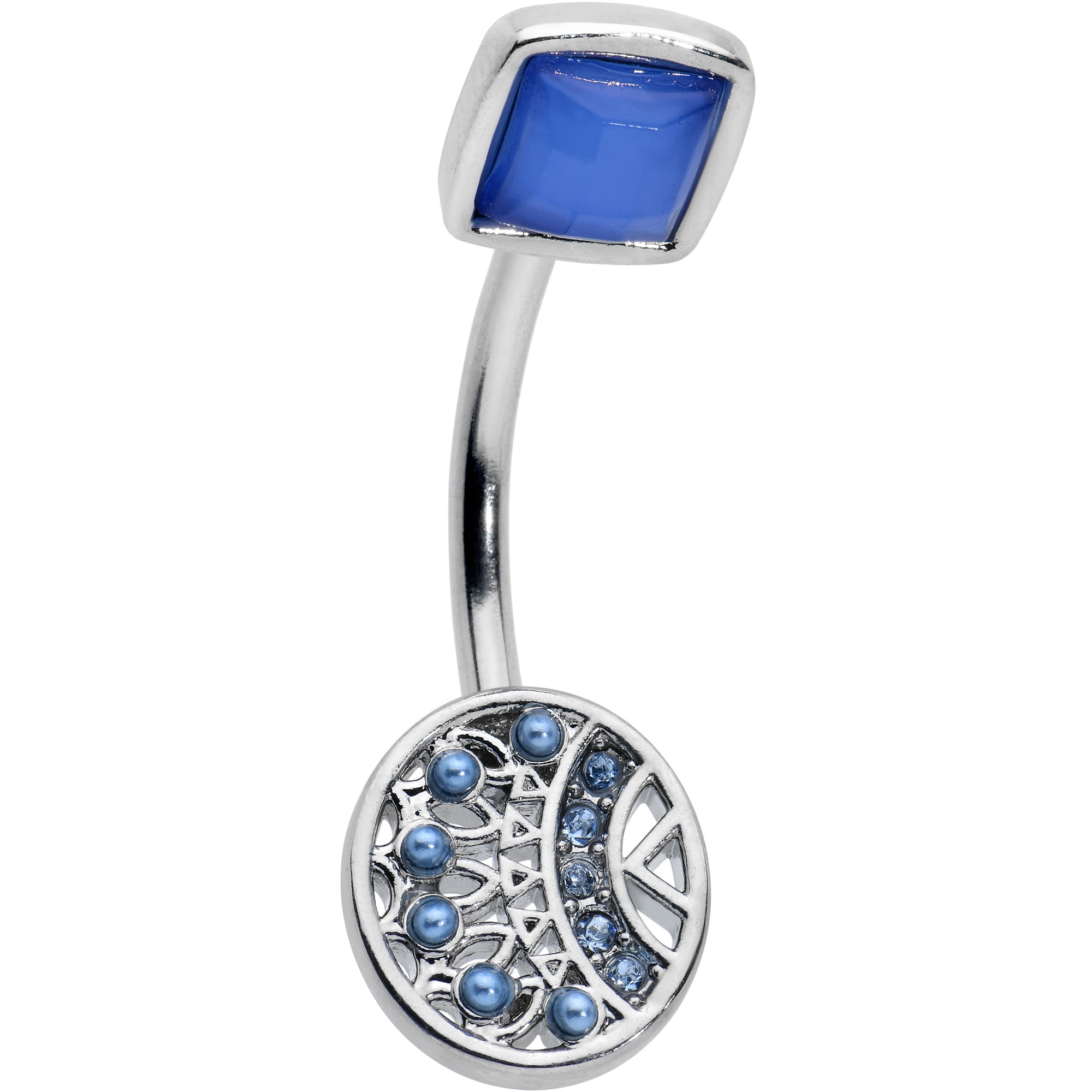 Body Candy Womens 316L Steel Navel Ring Piercing Blue Geometric Blues ...