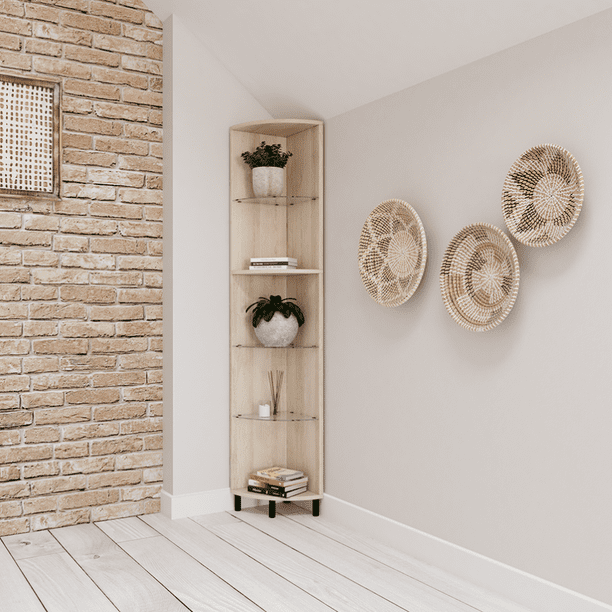 Manor Park Tatum Modern Contemporary Corner Bookcase, Birch - Walmart.com