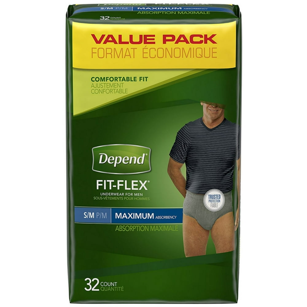 Depend Fit Flex Underwear For Men Maximum Absorbency Small Medium 32