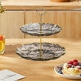 COM1950s Tiered Dessert Stand,Plastic Serving Tray with Water Wave ...