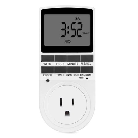 Digital Timer Switch Plug Kitchen Timer Outlet 120V 60HZ 7 Day 12/24 ...