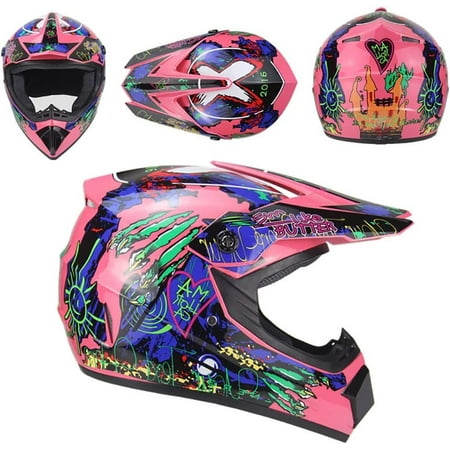 Adult DOT Approved Full Face Motocross Helmet, Unisex Cool Personality ...