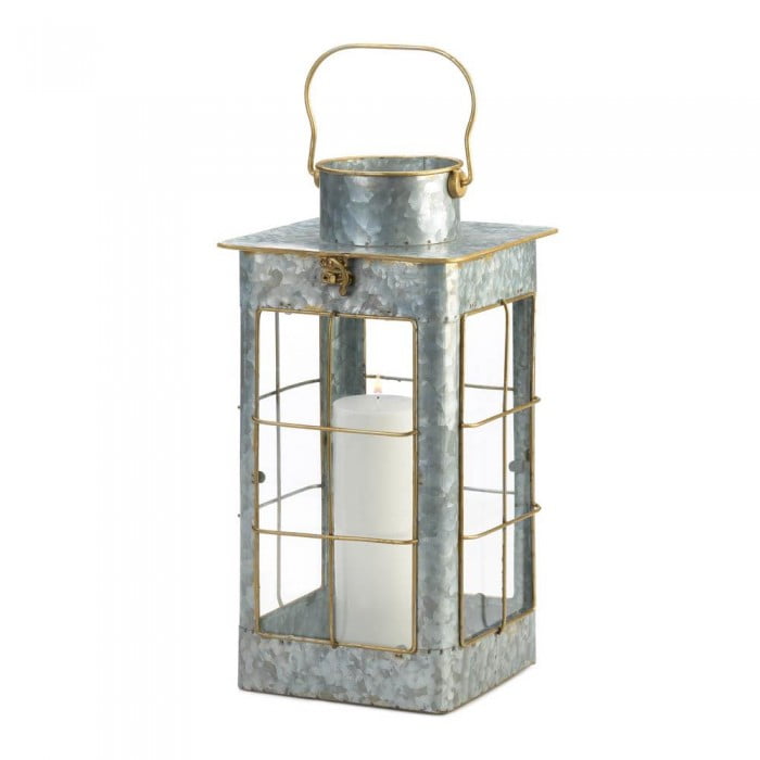 FARMHOUSE GALVANIZED LANTERN - Walmart.com