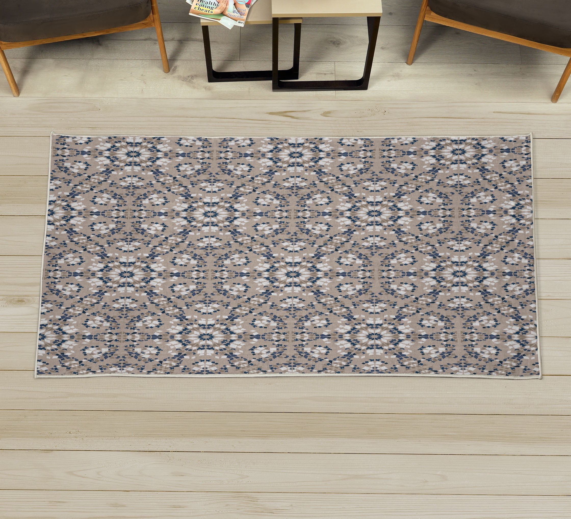 Mosaic Decorative Rug, Antique Roman Time Inspired Rock Design with ...