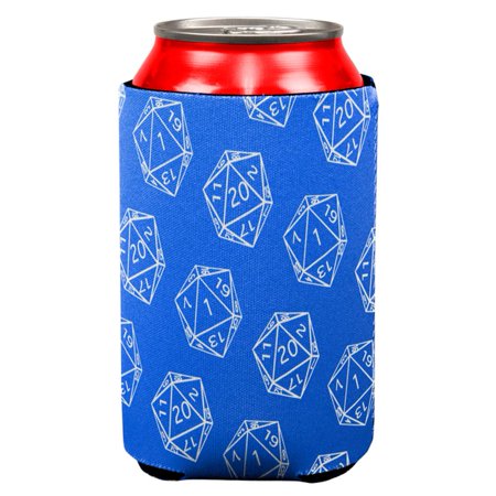 D20 Gamer Critical Hit and Fumble Blue Pattern All Over Can Cooler ...