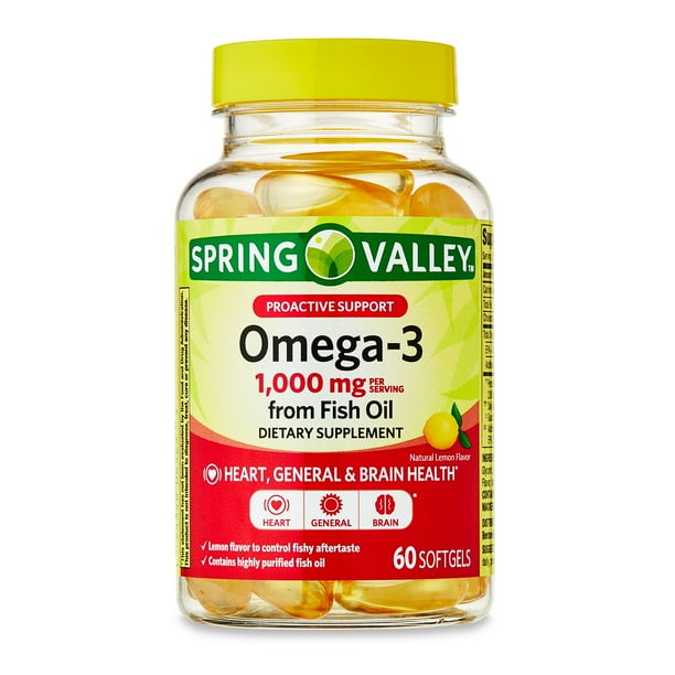 Spring Valley Omega-3 Fish Oil For Heart and Brain Health, Dietary ...