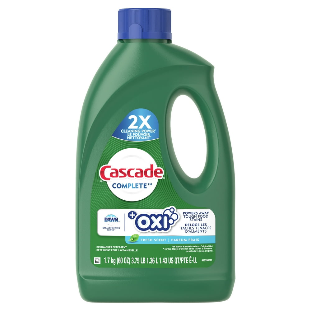Cascade Complete Gel + Oxi, Dishwasher Detergent, 60 fl oz - Walmart ...