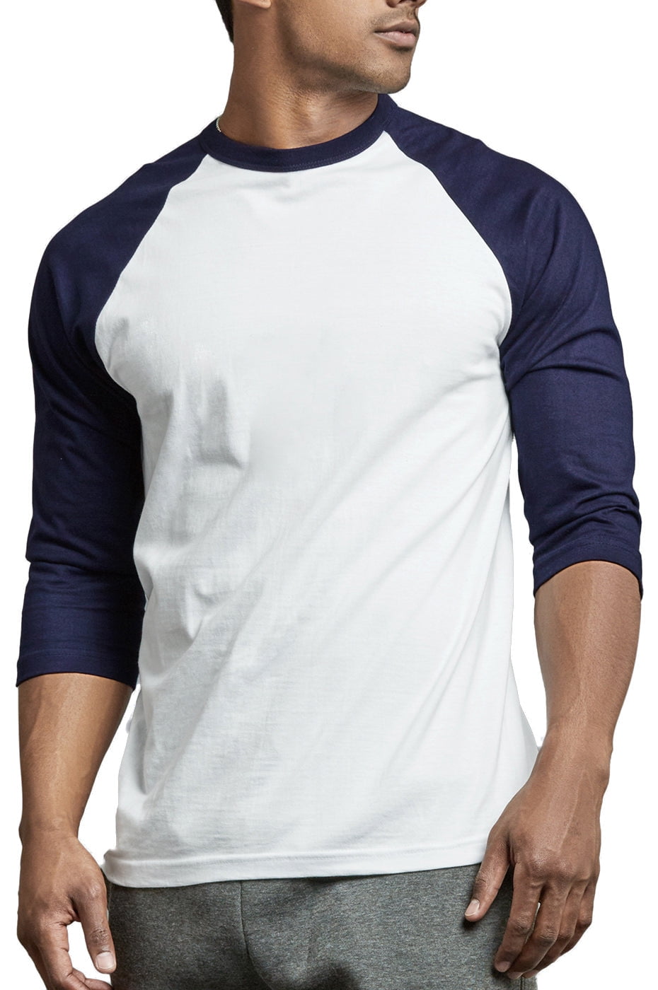 Top Pro Mens 3 4 Sleeve Crew Neck Raglan Jersey Baseball Tee Shirts