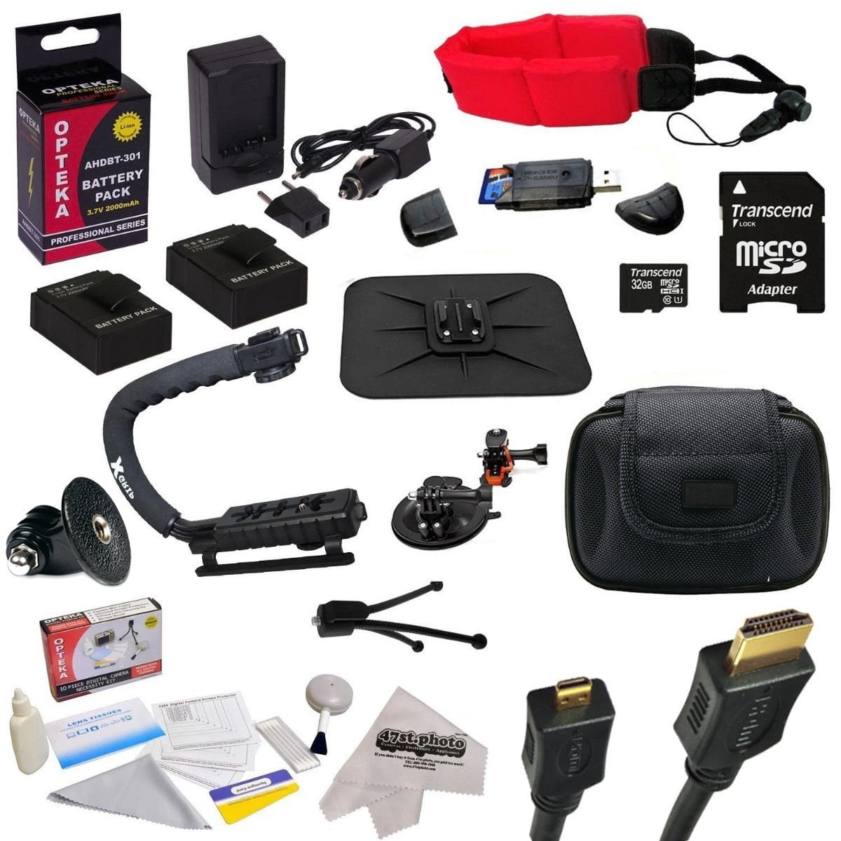 Car Kit for GoPro with 32GB Micro SD Card, (2) AHDBT-301 Batteries ...