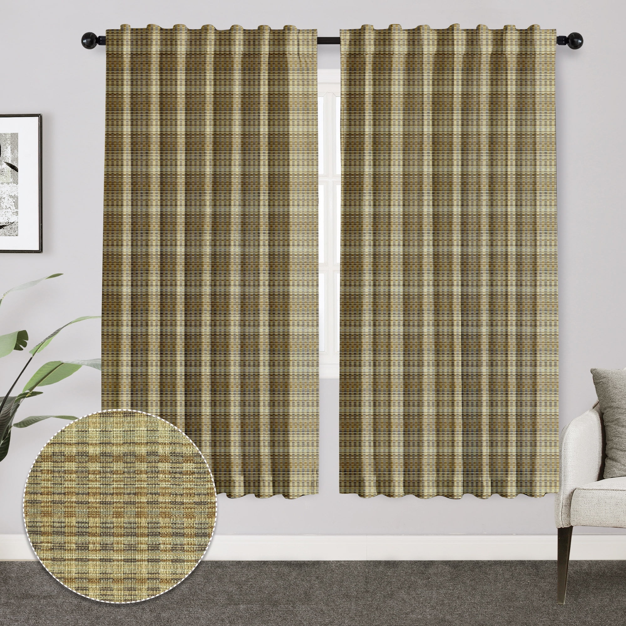 OVZME Faux Linen Total Blackout Curtains 84 Inches Length 2 Pack 100% ... OVZME Faux Linen Total Blackout Curtains 84 Inches Length 2 Pack 100% ...