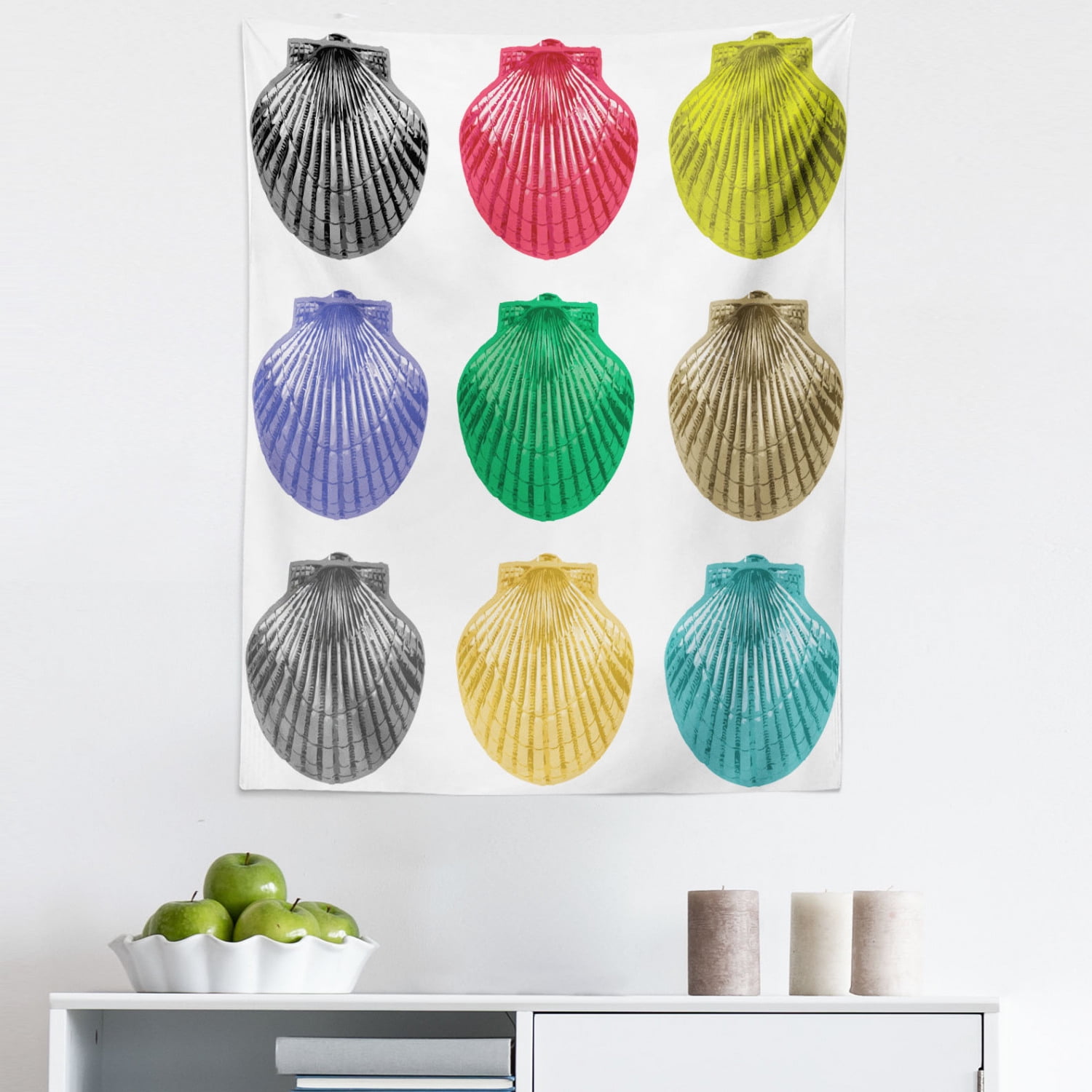 Colorful Tapestry, Colorful Seashells Species Ocean Pop Art Style ...