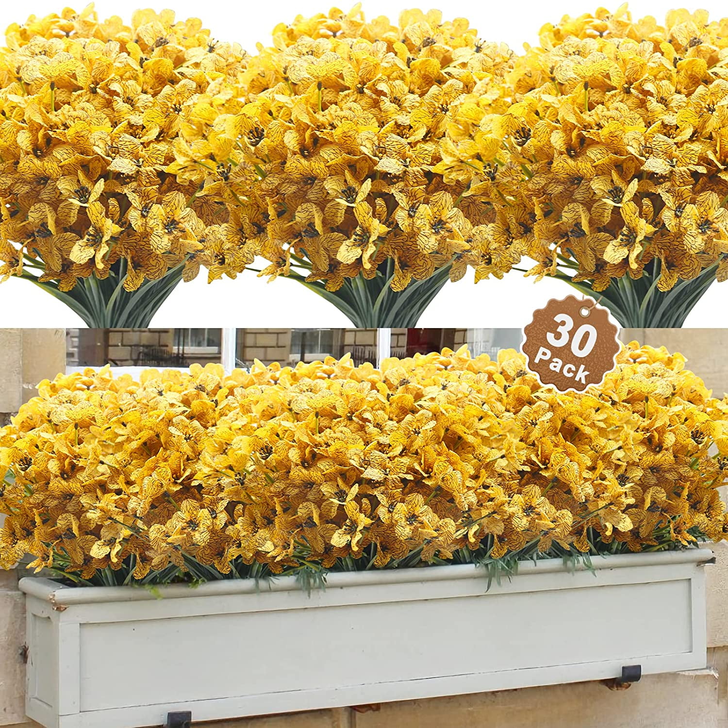 Sinhoon 30 Bundles Artificial Flowers, Outdoor Indoor UV Resistant Fake Flowers No Fade Faux ...