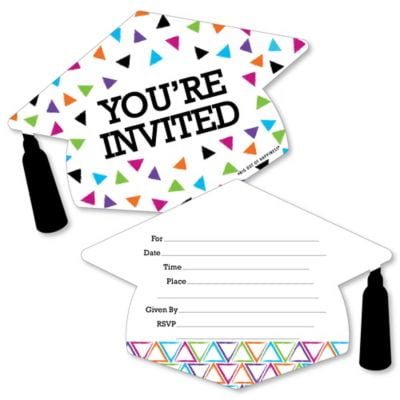 Big Dot of Happiness Hats Off Grad - Shaped Fill-in Invitations ...